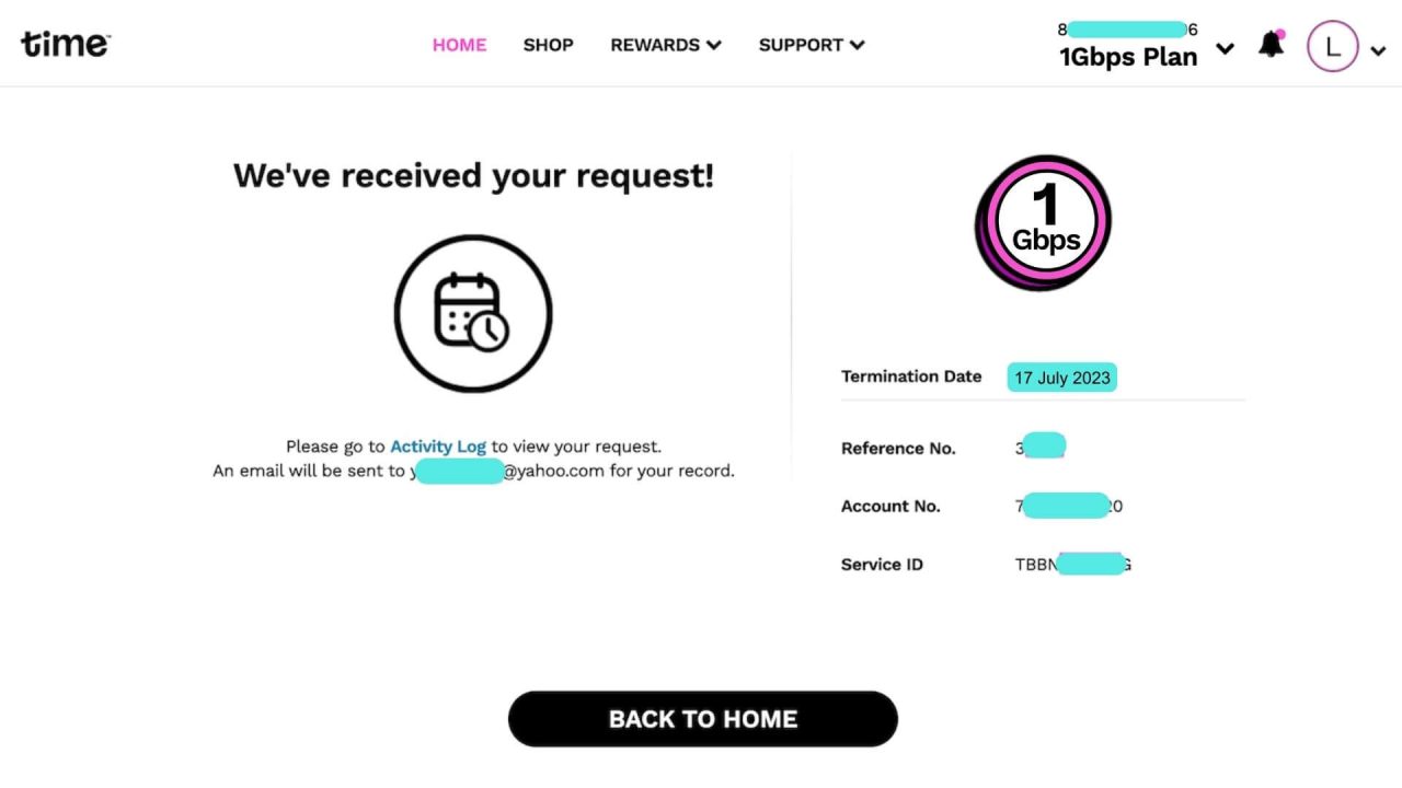 How do I can Terminate TIME Fibre internet Service?